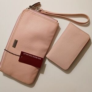 Buxton | Bags | Buxton Leather Ladies Zip Around Pink Walletclutch With ...